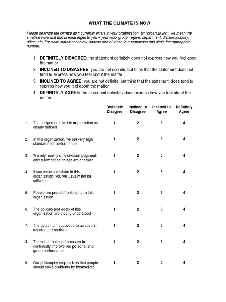 Organizational Climate Survey | Action (Philosophy) | Applied Psychology