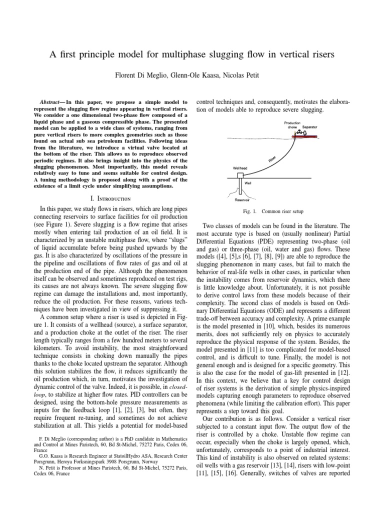 A First Principle Model For Multiphase Slugging Flow In Vertical Risers Pdf