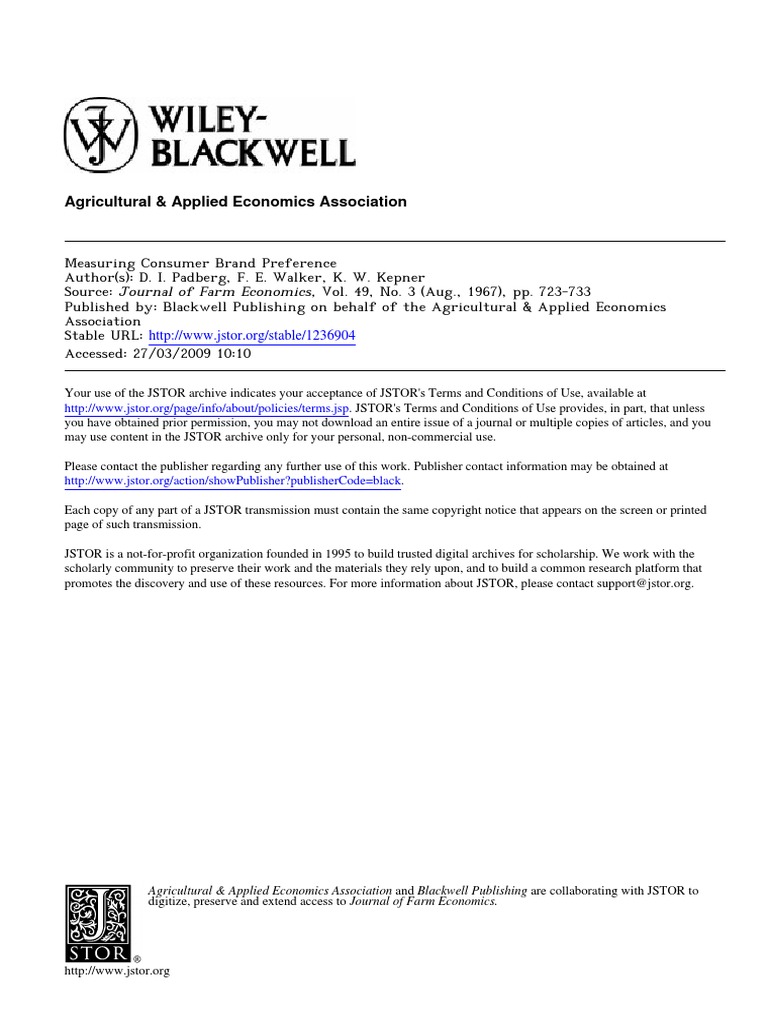Measuring Consumer Brand Preference | PDF | Retail | Coefficient Of ...