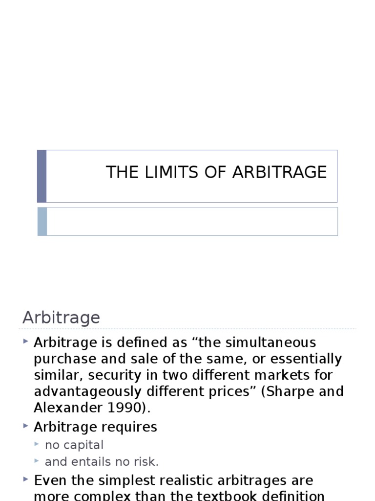 The Limits of Arbitrage | PDF | Arbitrage | Futures Contract