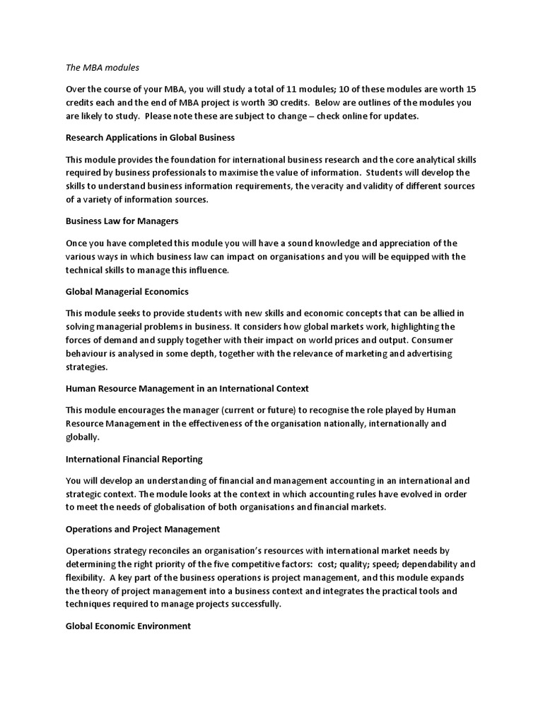 Research Applications in Global Business: The MBA Modules | PDF ...