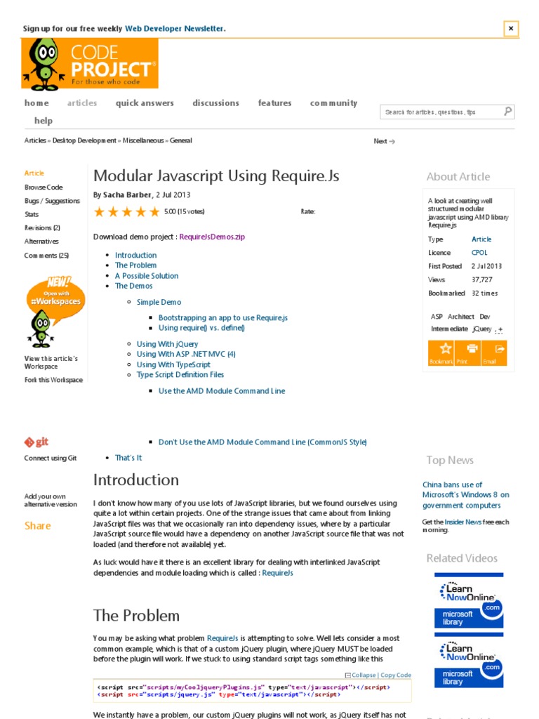 Modular Javascript Using Require Pdf Java Script J Query 