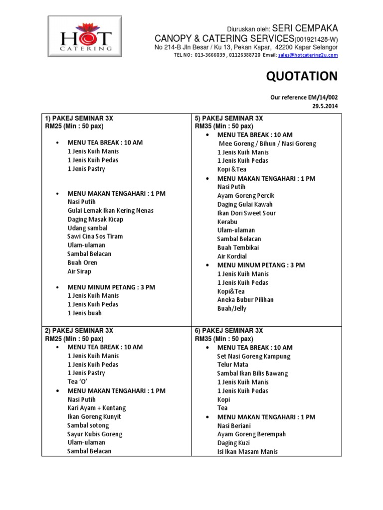 menu makan tengahari set - Sue Dickens
