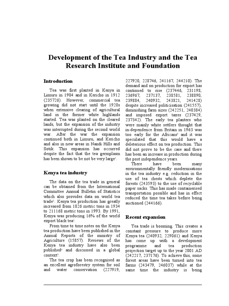 Tea Industry and The Tea Research | PDF | Leaf | Caffeinated Drinks