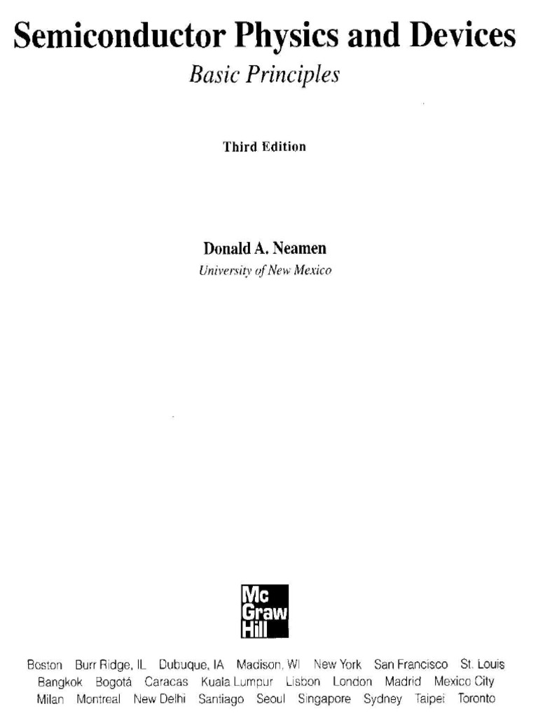 Semiconductor Physics and Devices Text Book by Neamen | PDF
