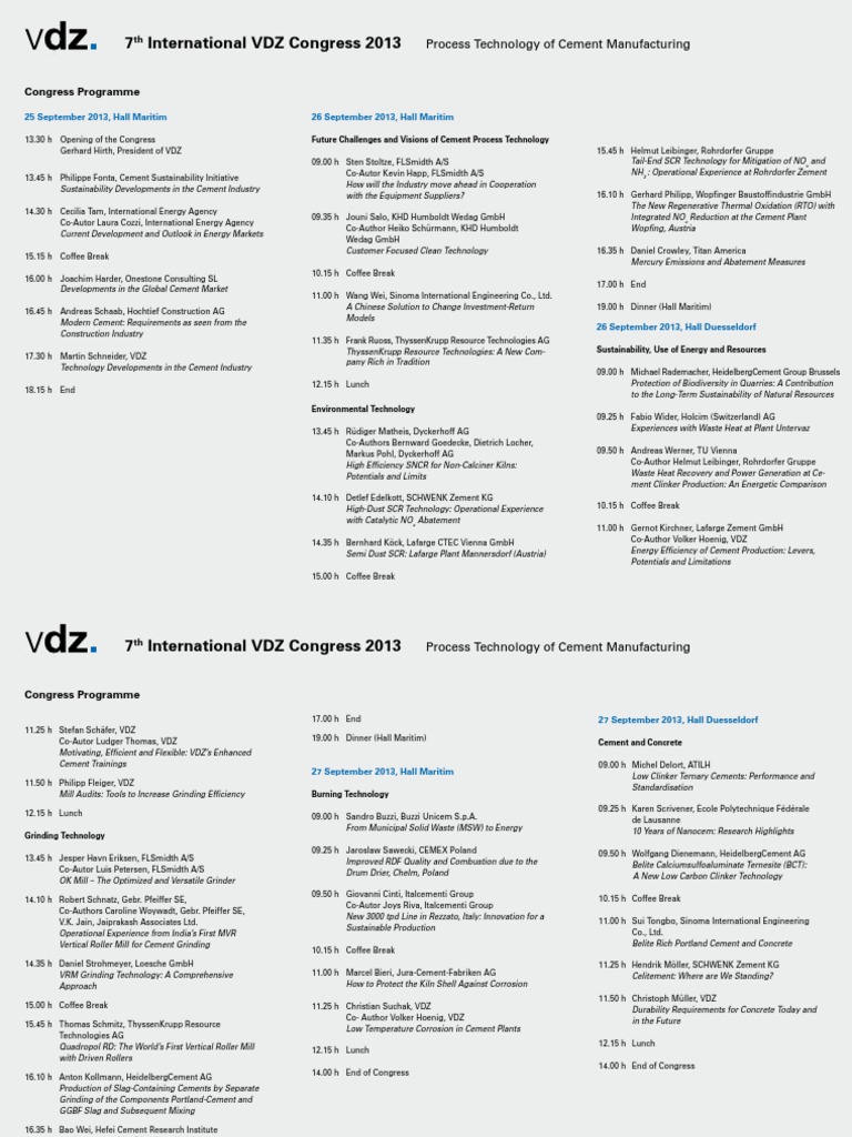 Programme VDZ Congress | PDF | Cement | Concrete