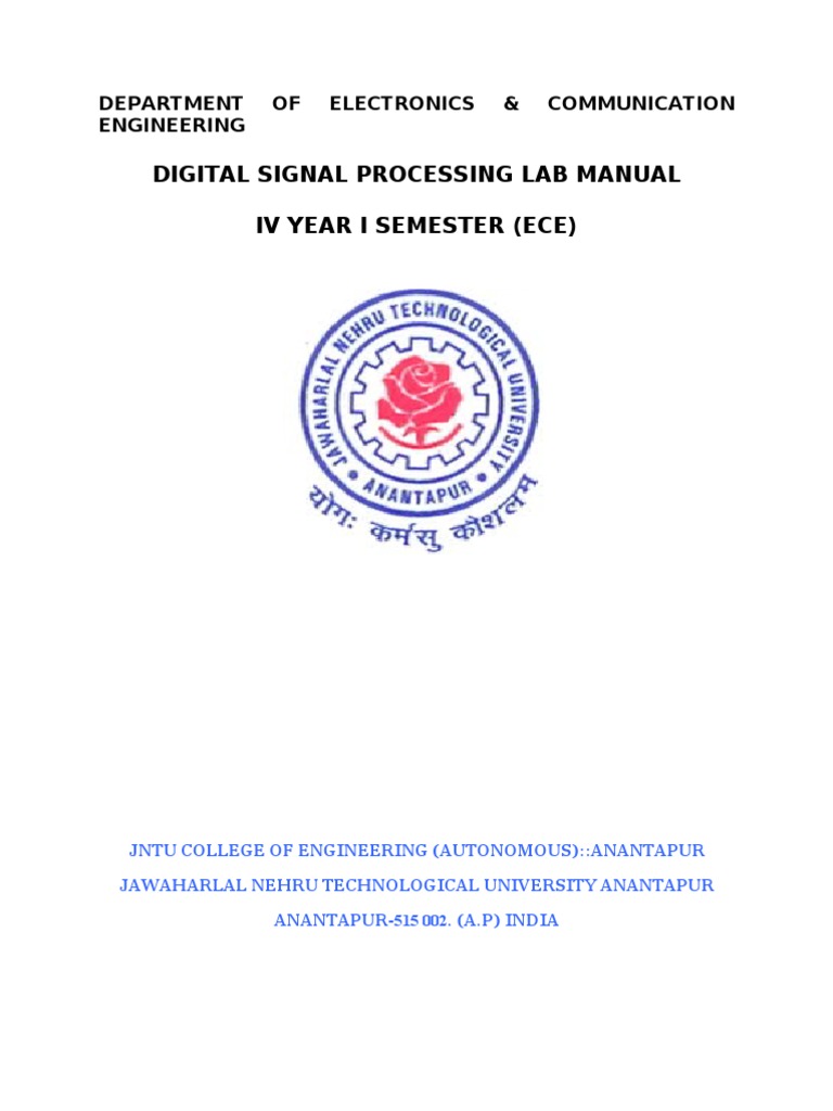 Digital Signal Processing Lab Mannual Pdf Digital Signal Processing