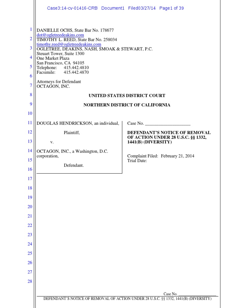 Doug Hendrickson V Octagon | Download Free PDF | Diversity Jurisdiction ...