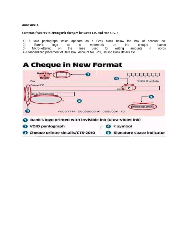 CTS vs Non-CTS Cheque Features | PDF | Cheque | Payments