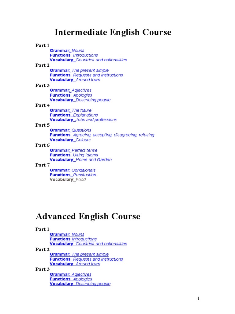 Intermediate English Course | PDF | Foreign Language Studies
