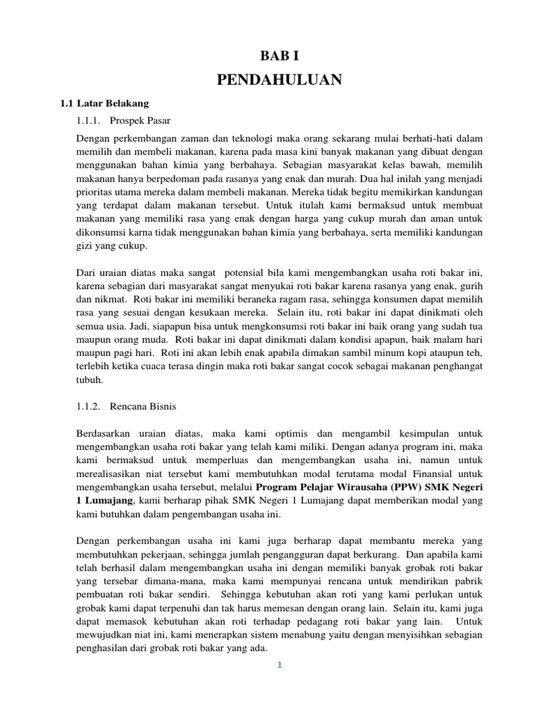Contoh Proposal Usaha Roti Bakar | PDF | Bisnis