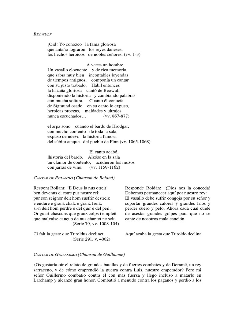 Textos Épicos Ejemplos | PDF | Poesía