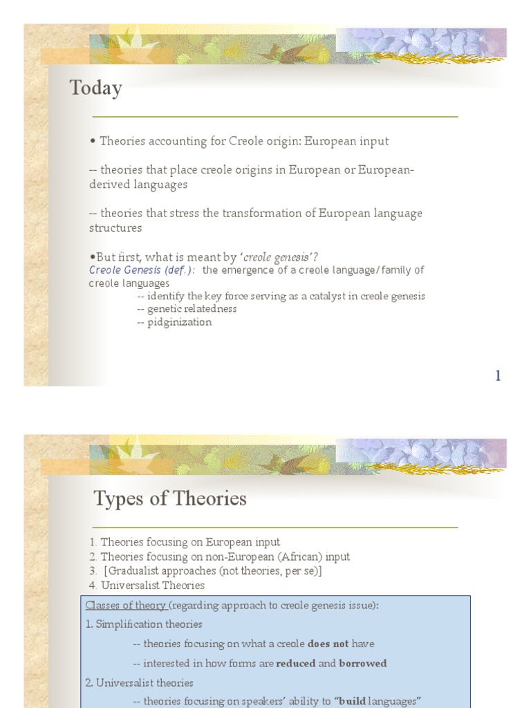 Theories of Creole Genesis | PDF | Syllable | Cognitive Science