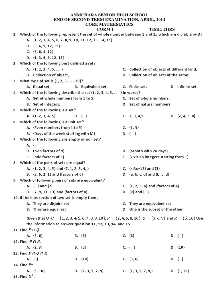 Analysis of a Mathematics Examination for Senior High School Students ...