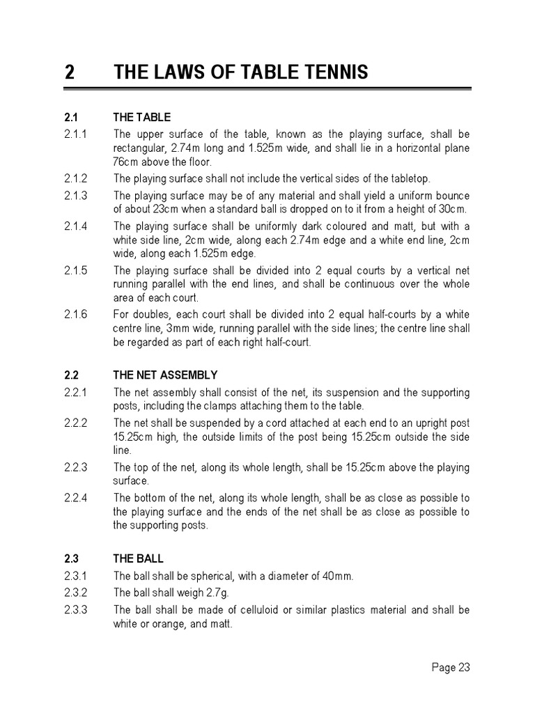 Ping Pong Rules | Download Free PDF | Table Tennis | Ball Games