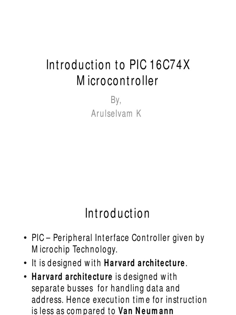 Introduction To PIC 16C74X Microcontroller | PDF | Pic Microcontroller ...