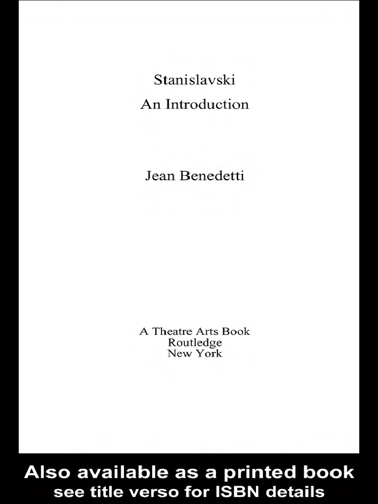 BENEDETTI, Jean - Stanislavski, An Introduction | PDF | Theatre | Entertainment (General)
