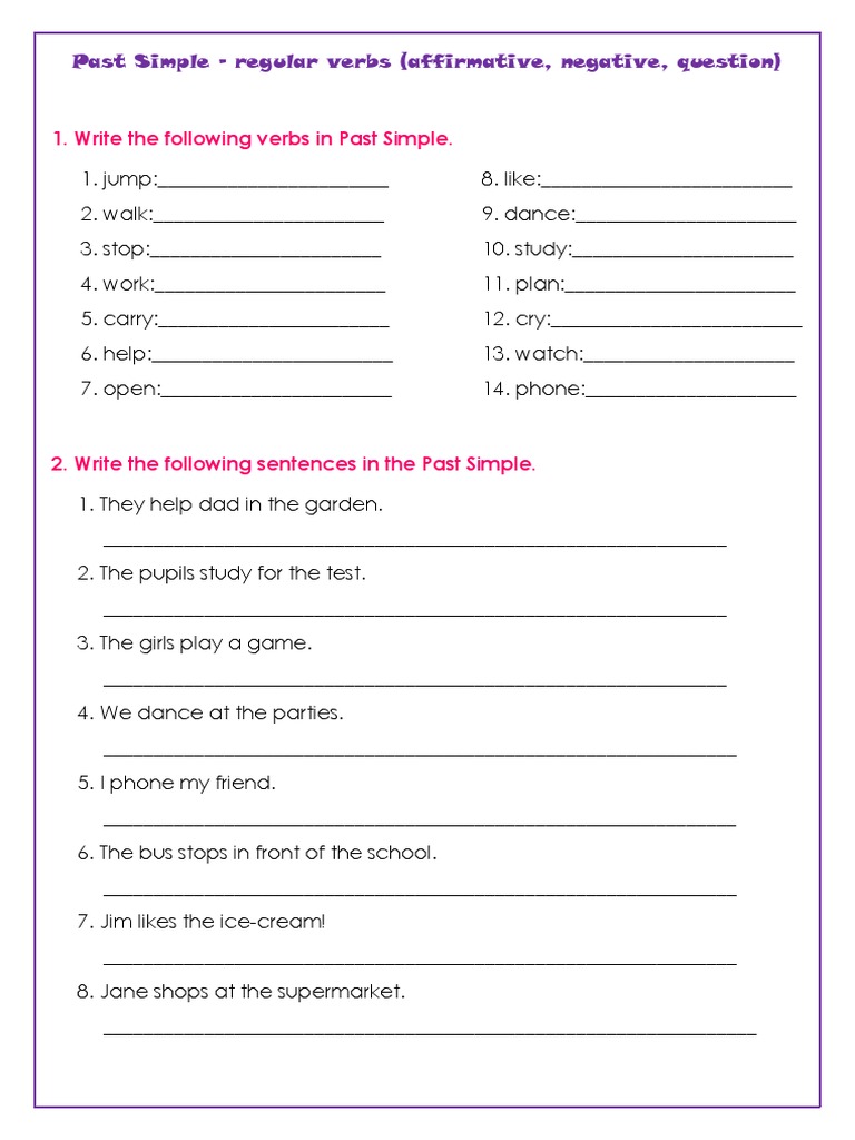 Past Simple Test For ESL | PDF | English Language | Sentence (Linguistics)