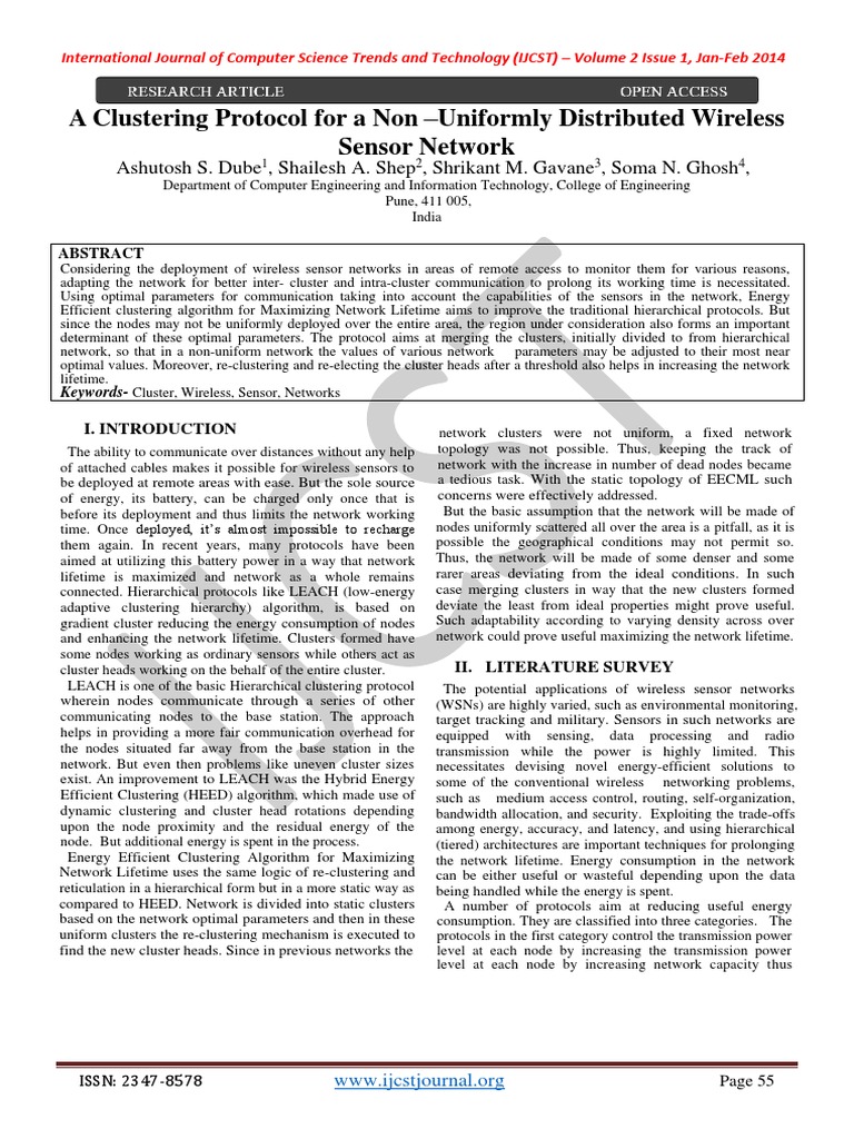 A Clustering Protocol For A Non Uniformly Distributed Wireless Sensor Network Pdf Routing