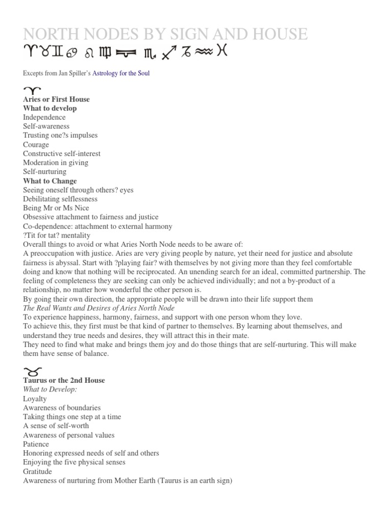 North Nodes by Sign and House | PDF | Intuition | Self Esteem