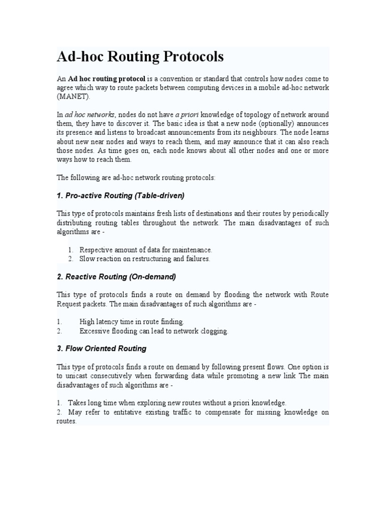 Ad Hoc Routing Protocol Pdf Routing Wireless Ad Hoc Network