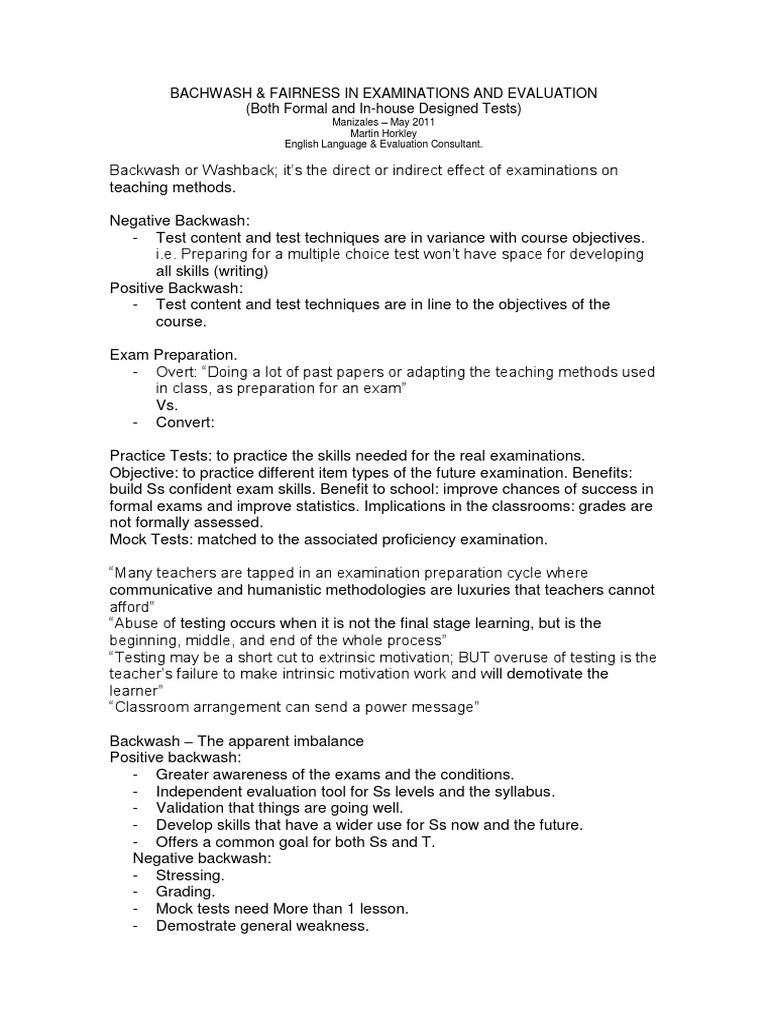 Developing Skills for Success: Ensuring Positive Backwash and Fairness ...