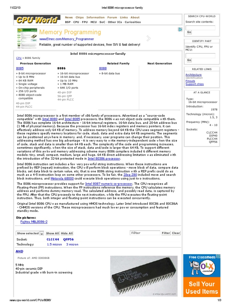 Intel 8086 Microprocessor Family | PDF | Microprocessor | Central Processing Unit