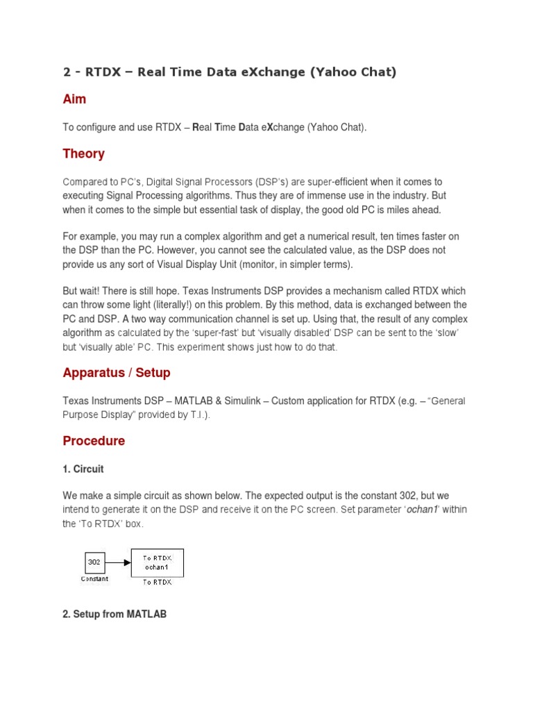 RTDX - Real Time Data EXchange | PDF | Digital Signal Processor | Real ...