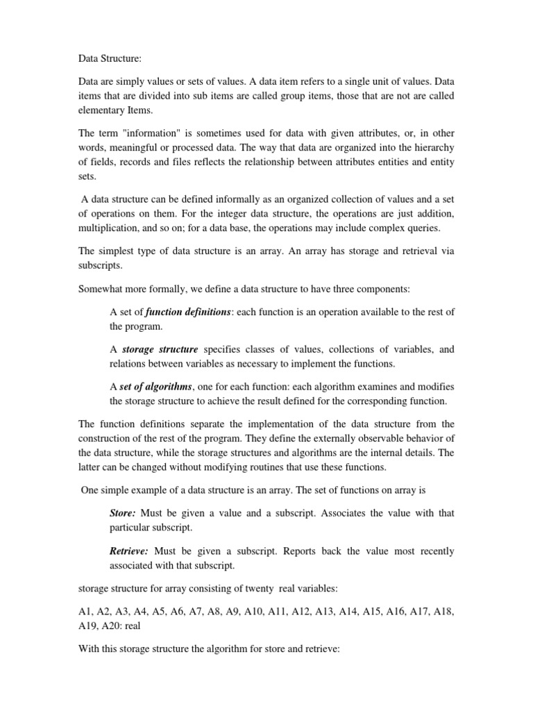 Data Structure Preliminaries, Array and Linked List | PDF | Array Data Structure | Subroutine