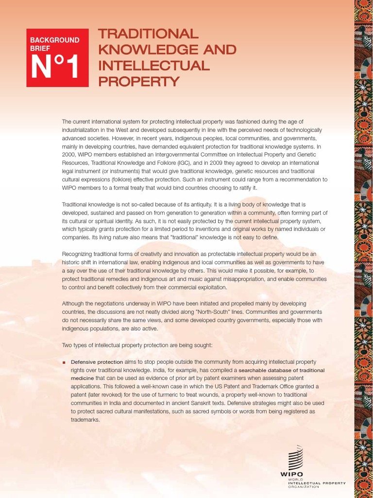 Protecting Traditional Knowledge: WIPO Efforts | PDF | Traditional ...
