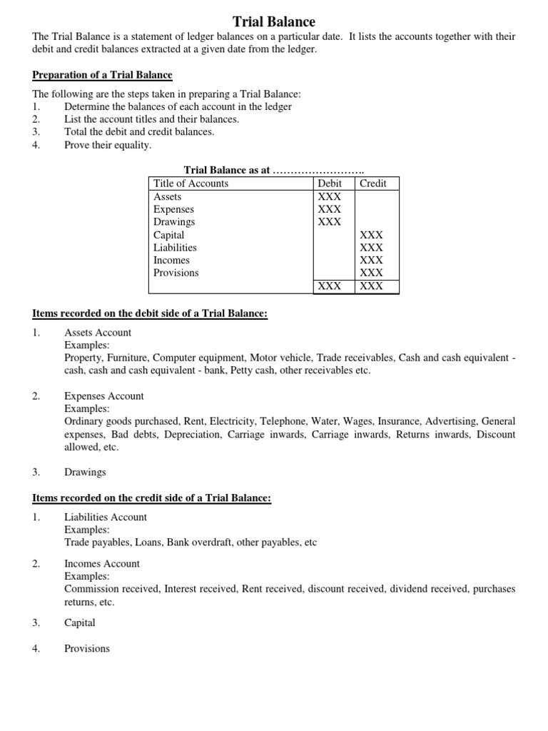 Trial Balance | PDF | Debits And Credits | Expense