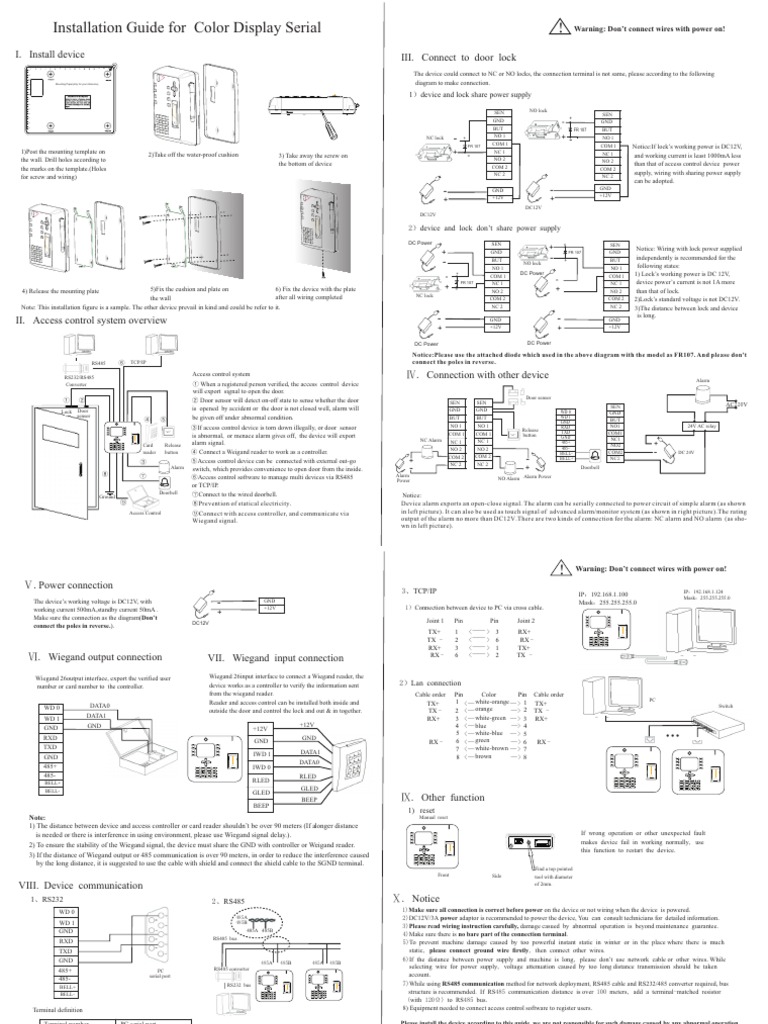 Access Control System Installation Guide | PDF | Power Supply | Access ...