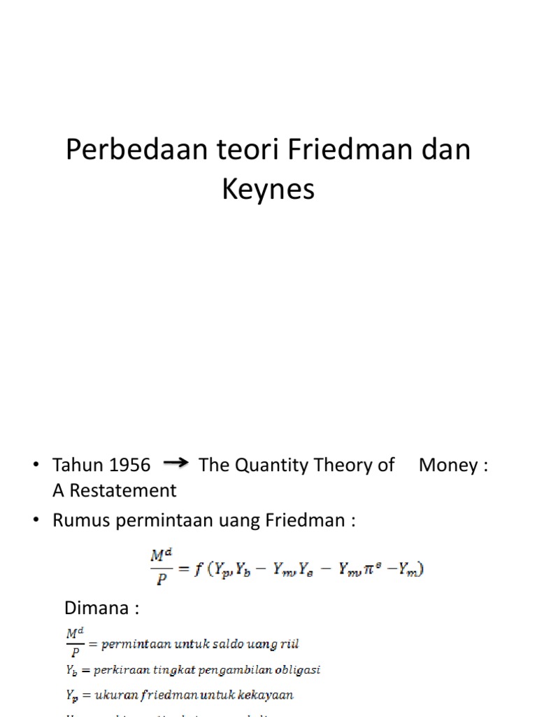 Perbedaan Teori Friedman Dan Keynes | PDF