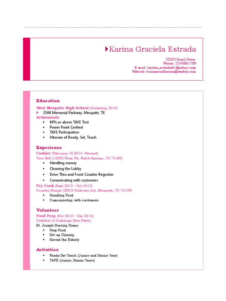 Karina Estrada's Professional Resume | PDF