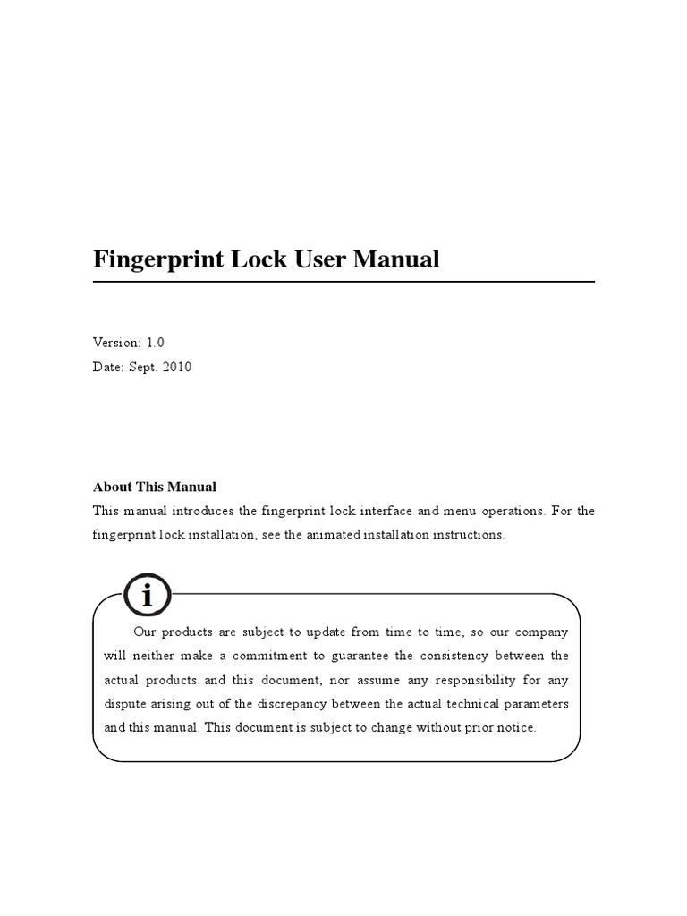 Fingerprint Lock User Manual V1.0 | PDF | Usb Flash Drive | Door