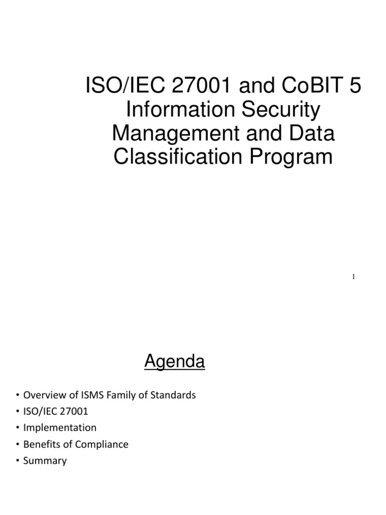Iso/Iec 27001 and Cobit 5 Information Security Management and Data ...