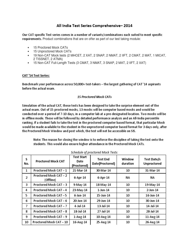 CAT 2014 Mock Test Series Guide | PDF