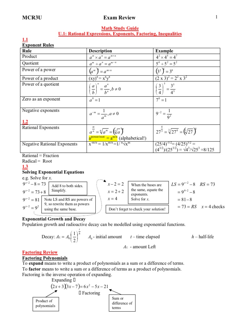 Full Course Review Grade 11 Functions Math | PDF | Trigonometric ...