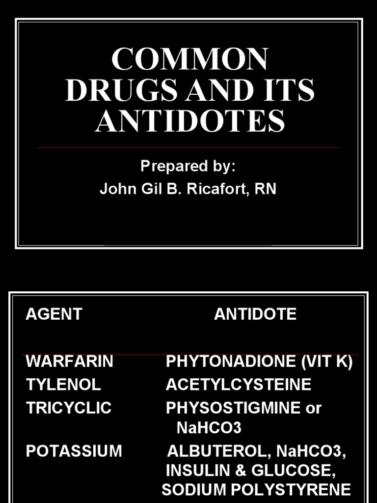 Medical Antidotes Guide | PDF | Functional Group | Pharmacology