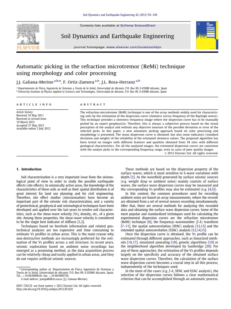 Automatic Picking in The Refraction Microtremor - Galiana - Merino ...