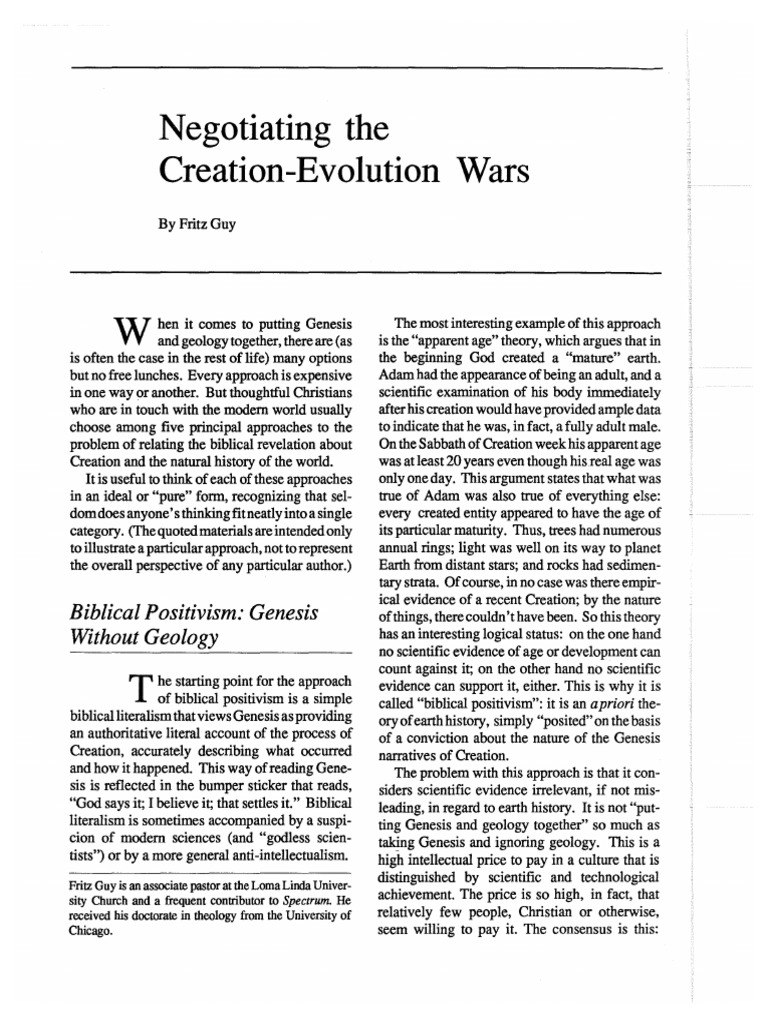 Negotiating The Creation-Evolution Wars | PDF | Genesis Creation ...