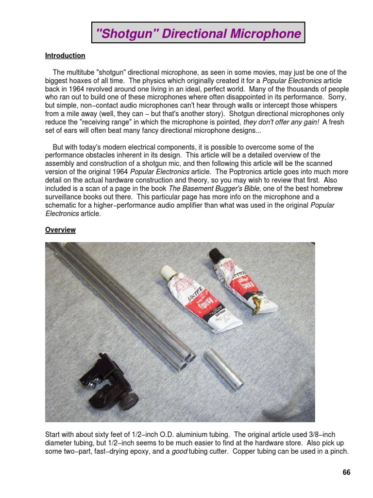 DIY Shotgun Microphone Construction Guide | PDF | Microphone | Capacitor
