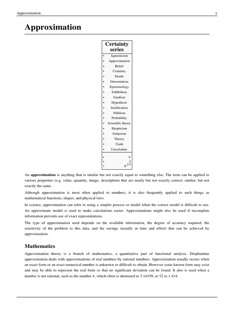 Approximation: Certainty Series | PDF | Teaching Methods & Materials ...