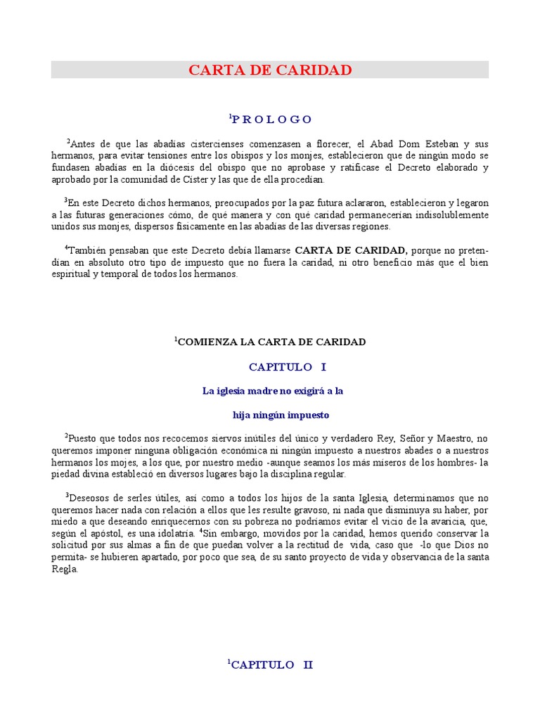 Carta Caritatis ES | PDF | Abad | Monasterio