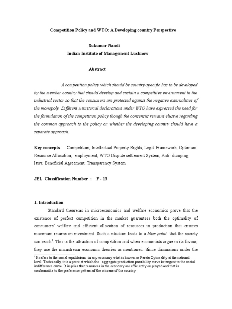 Competition Policy and WTO | PDF | Competition Law | Intellectual Property