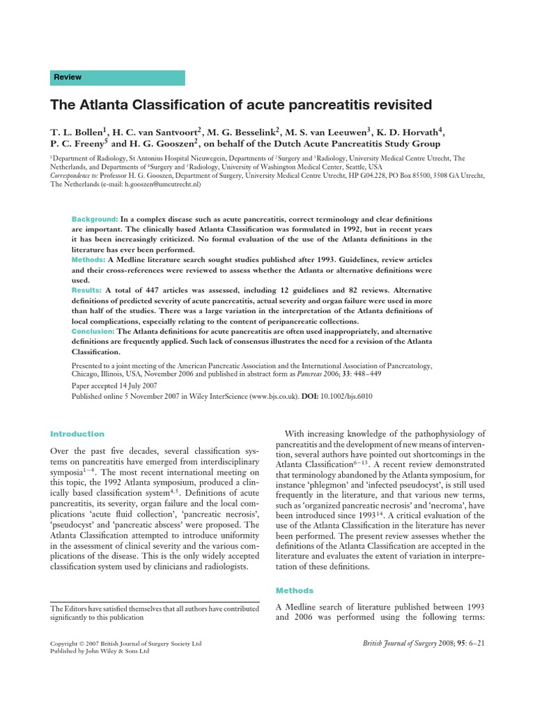 The Atlanta Classification of Acute Pancreatitis Revisited | PDF ...