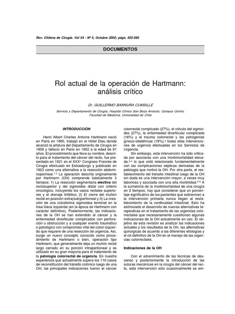 Análisis Crítico de la Operación de Hartmann | PDF | Cáncer colonrectal ...