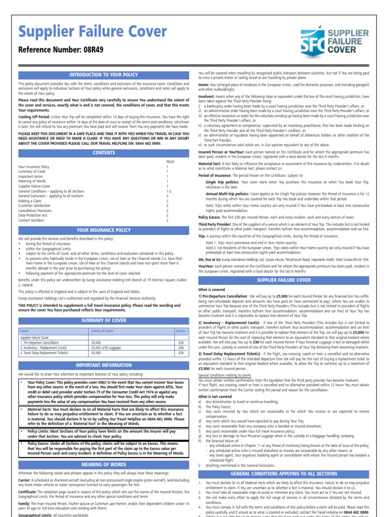 SFC Supplier Failure Cover | PDF | Insurance | Government