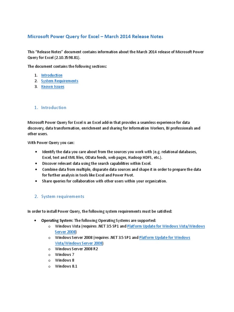 Power Query | PDF | Microsoft Excel | Windows Vista