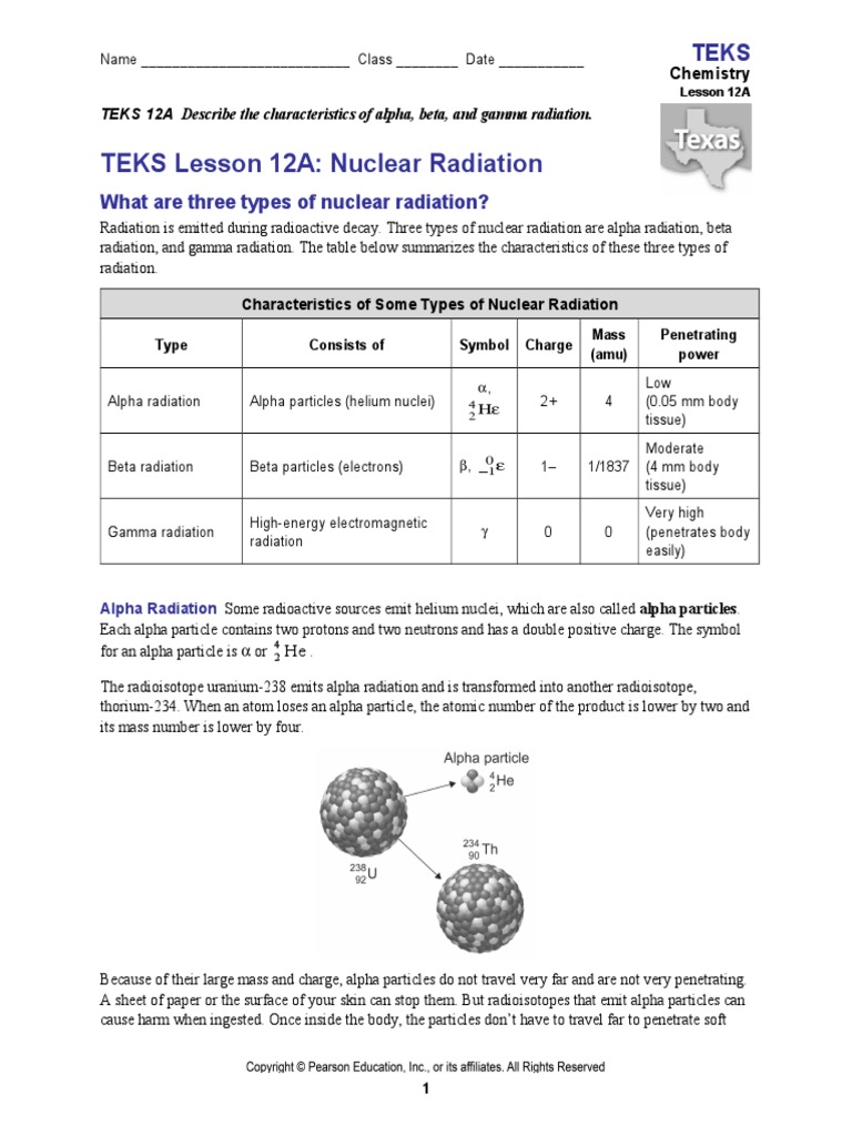 Teks 12a Nuclear Radiation Lesson Notes | PDF | Radioactive Decay ...